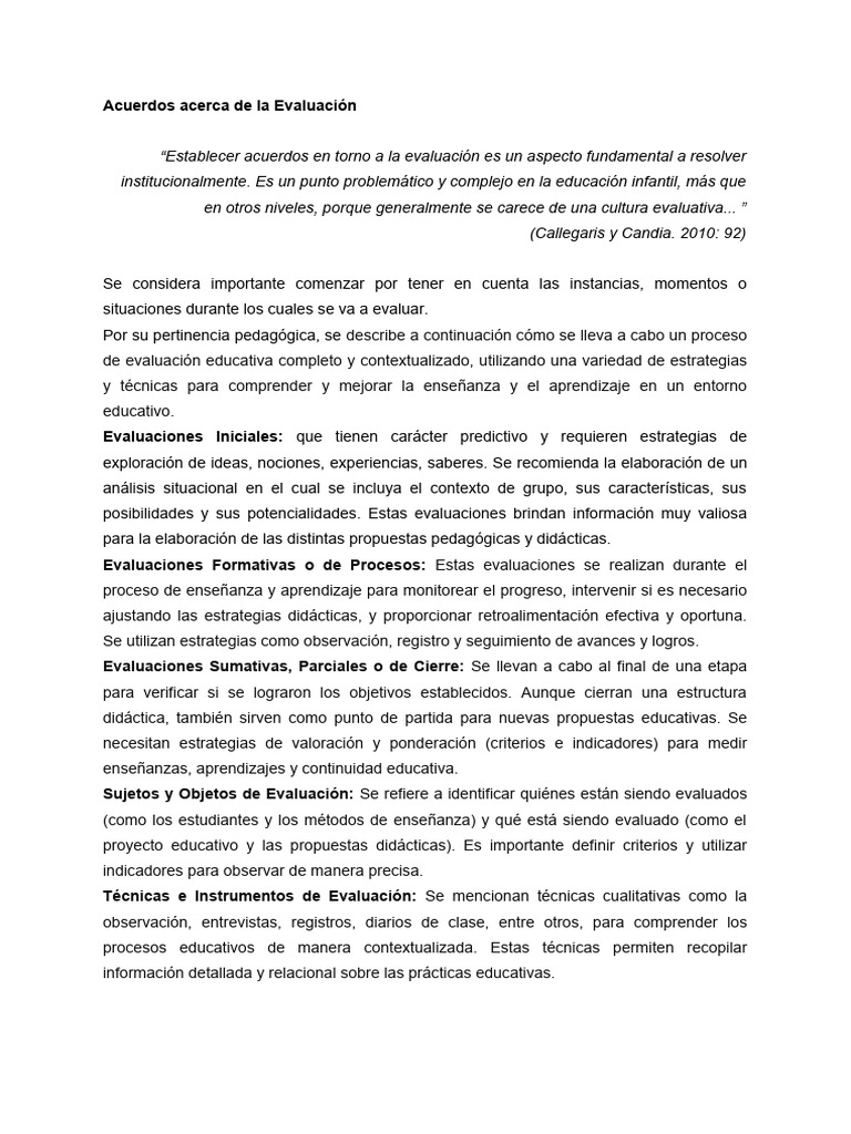 Evaluación En Nivel Inicial Pdf Evaluación Enseñando