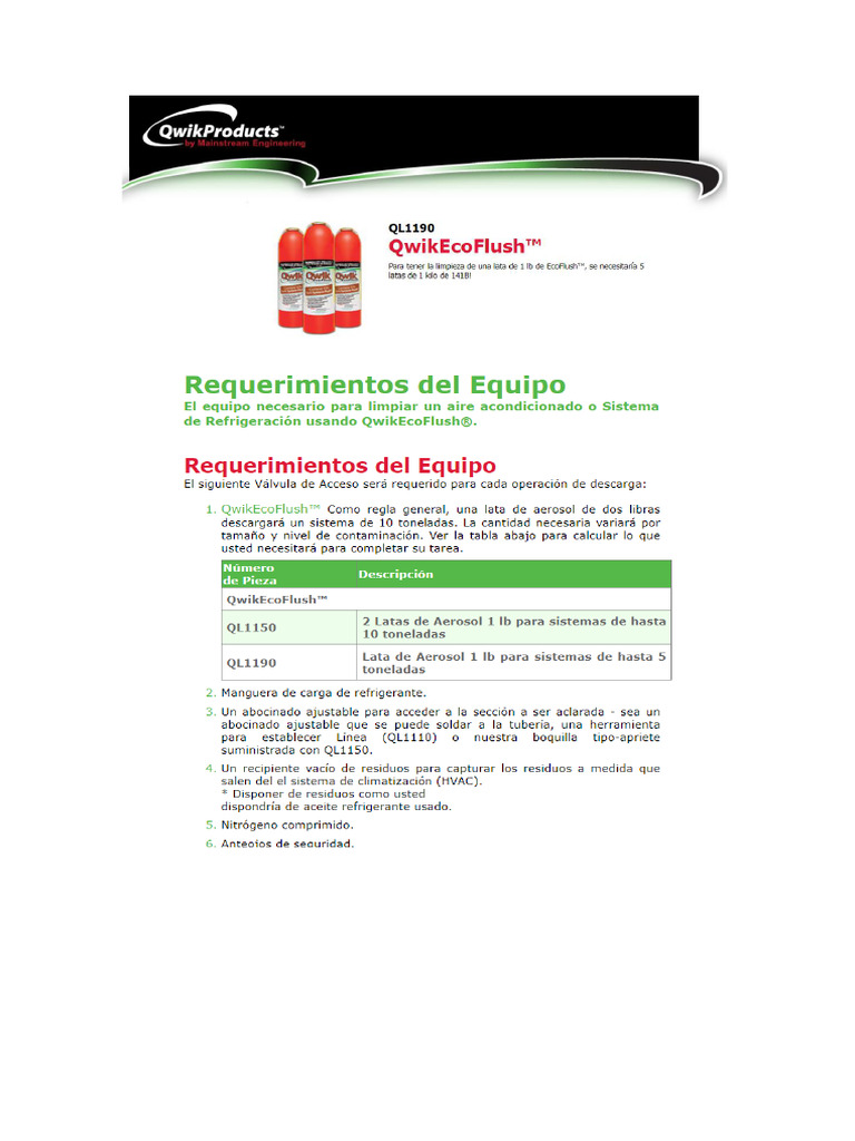 Ficha Gas Limpiador Quik | PDF