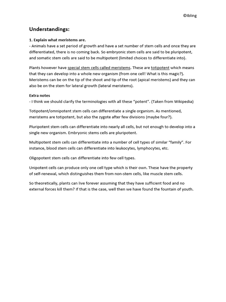 Unit 9 Plant Biology - 3 Plant Growth | PDF | Auxin | Cell Potency