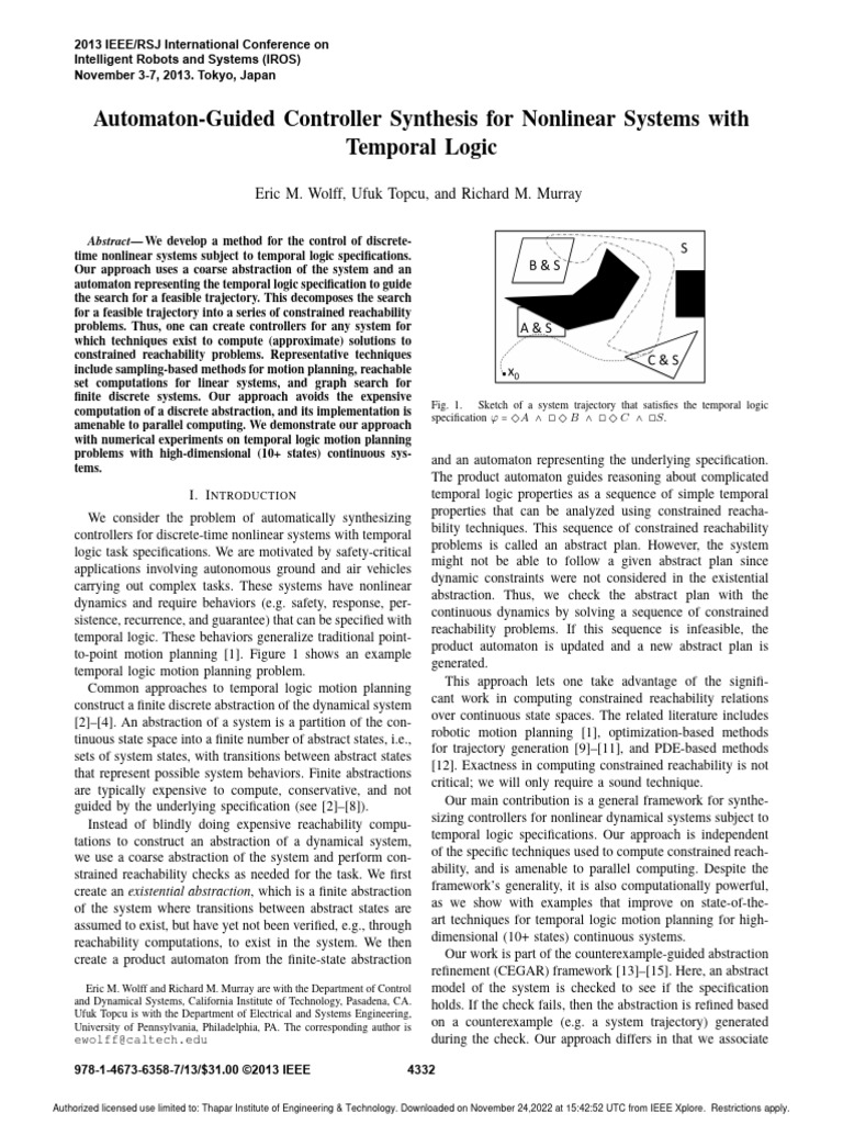 Automaton-guided Controller Synthesis for Nonlinear Systems With Temporal Logic | PDF ...