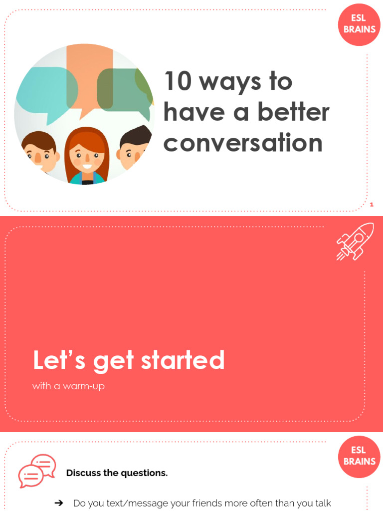 ESL Brains - 10 Ways To Have A Better Conversation | PDF | Human ...