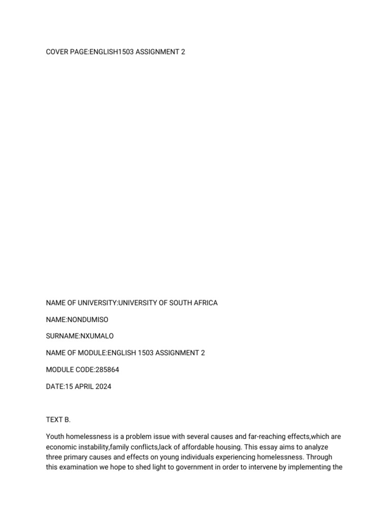 Cover Page - Engl-Wps Office | PDF | Homelessness | Plagiarism