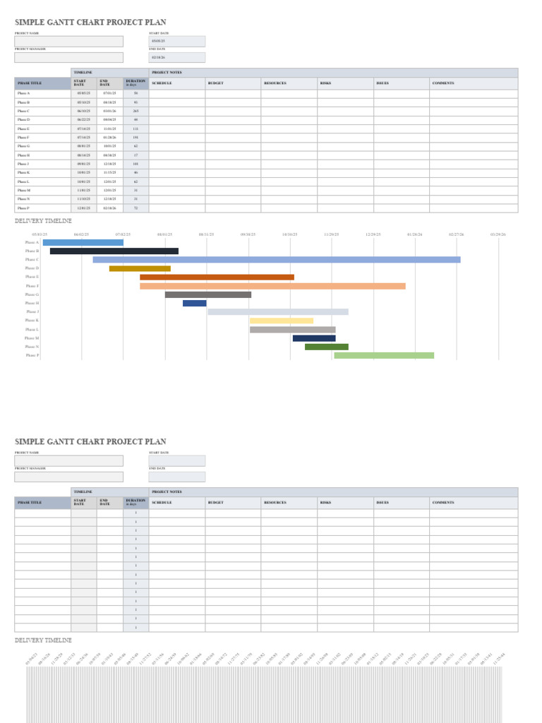 Gantt Chart Template 5 | PDF | Project Management | Projects
