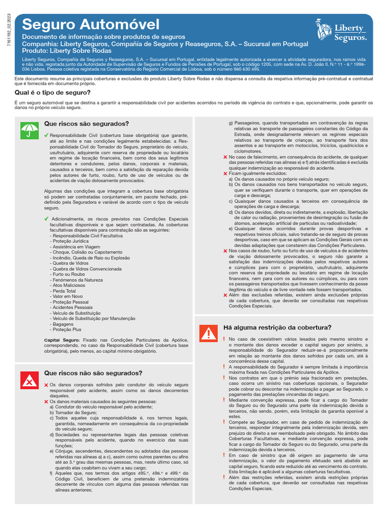 Liberty Sobre Rodas - Documento de Informacao de Produto - Ipid Libertysobrerodas 0223 | PDF ...