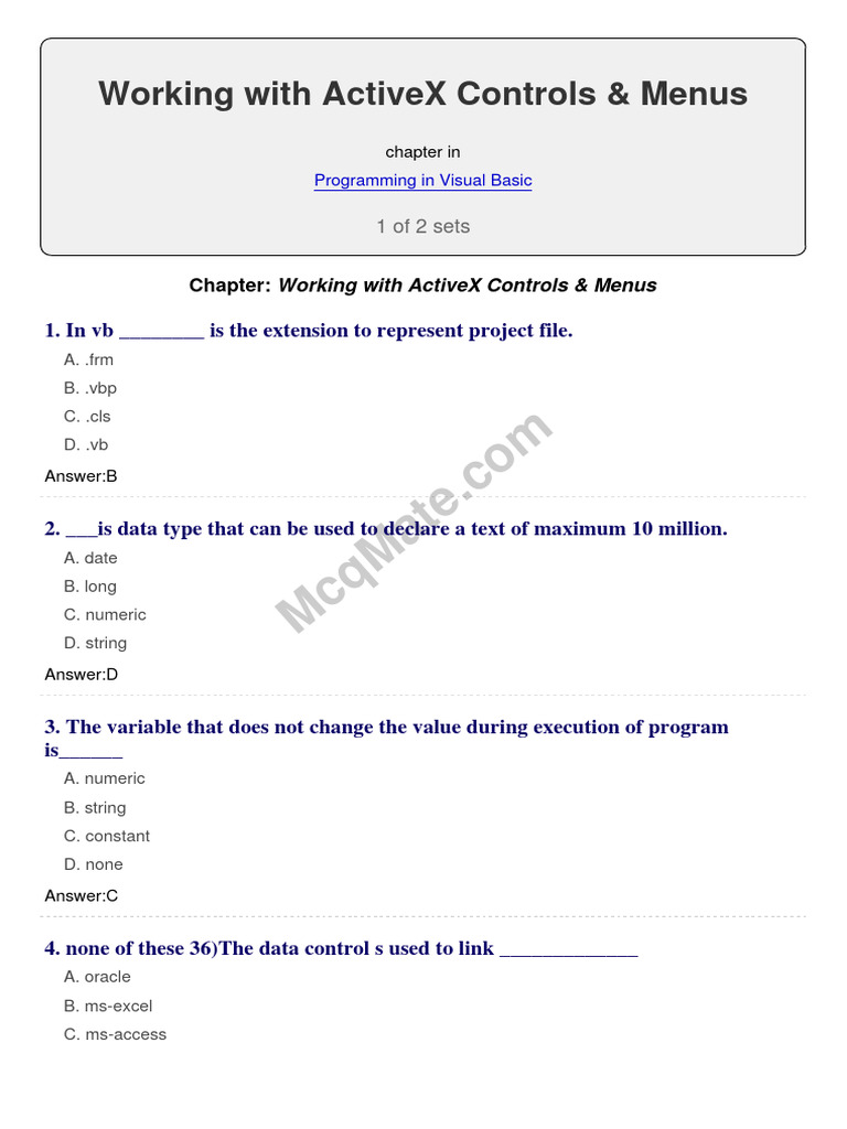 Working-With-Activex-Controls-Menus-Programming-In-Visual-Basic (Set 1) | PDF | Computer Program ...