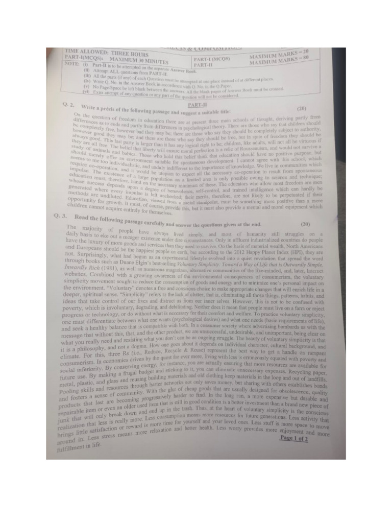 CSS English Precis 2023 | PDF | Consumerism | Simple Living