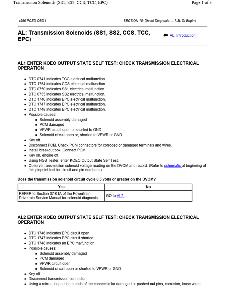 1996 Transmission Solenoids Pinpoint Tests | PDF | Electrical Connector ...