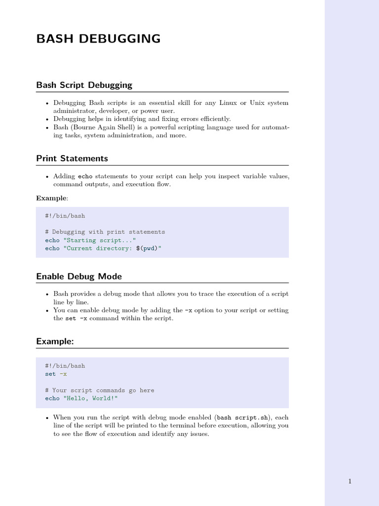 Bashdebugging Pdf Unix Software System Software