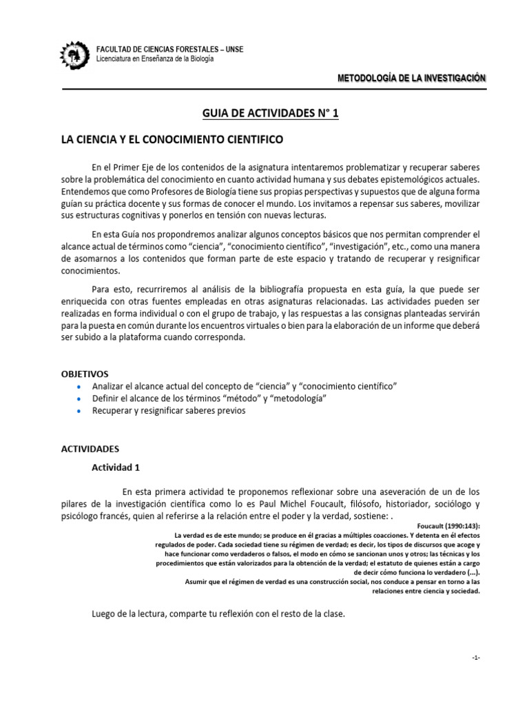 Guia 1 Metodología 2024 | PDF | Conocimiento | Verdad