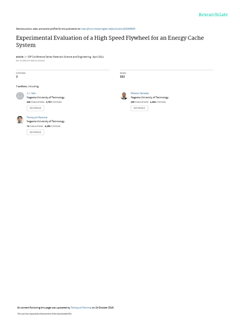 Experimental Evaluation of A High Speed Flywheel F | PDF | Strength Of ...
