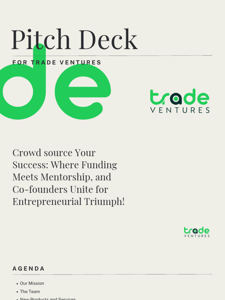 Trade Ventures (Pitch Deck) | PDF | Entrepreneurship | Startup Company