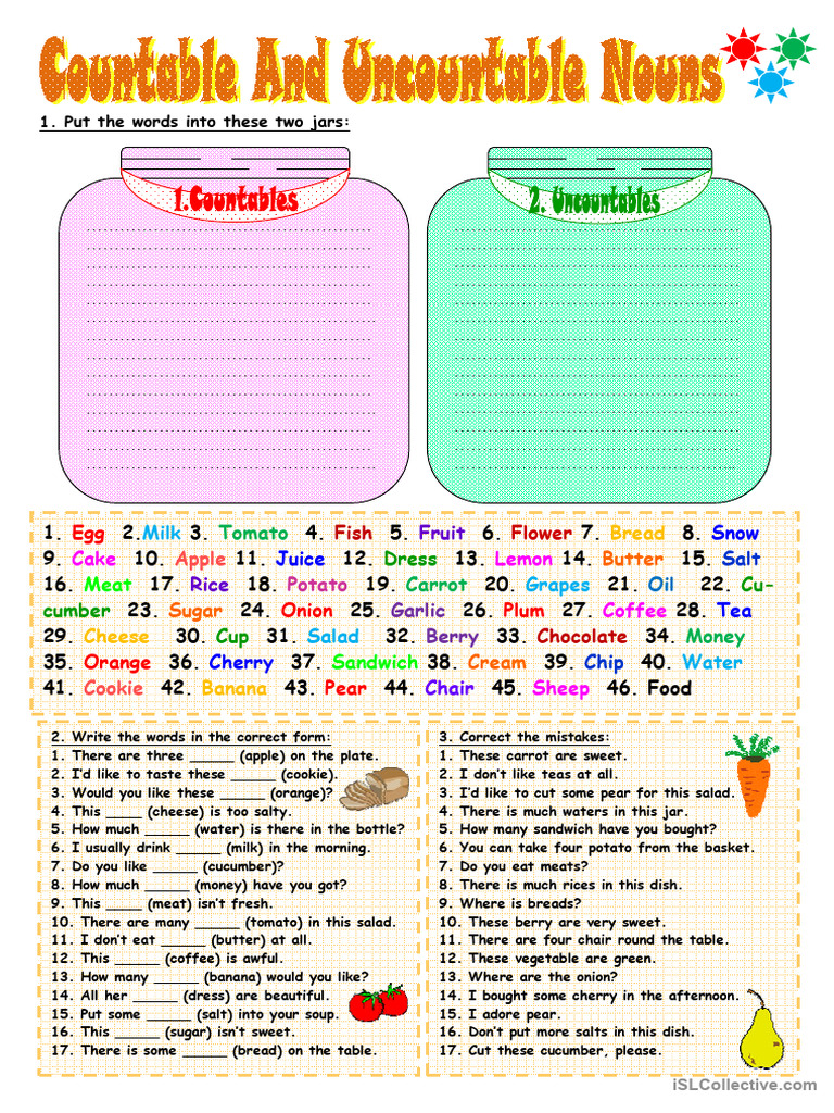 Countable and Uncountable Nouns | PDF | Salad | Cuisine