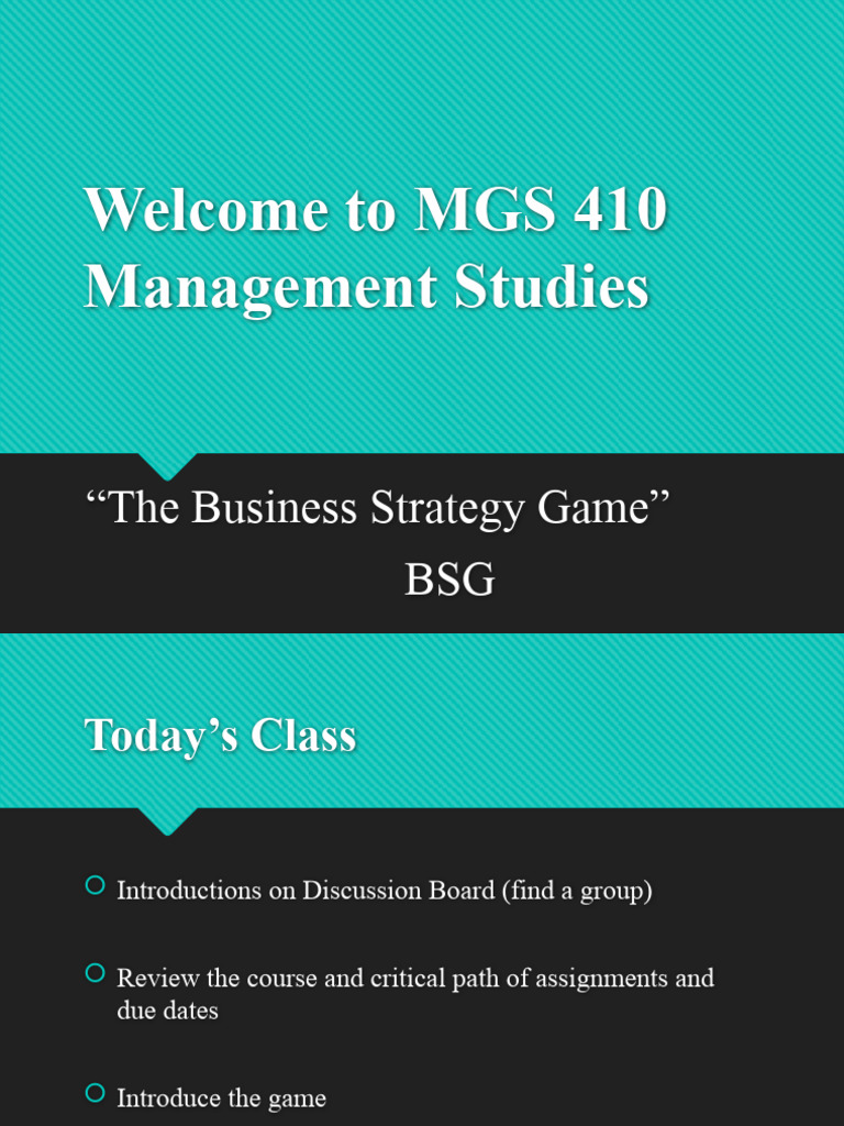 BSG PowerPoint Presentation - Week 1.MGS 410. W.2024 | PDF | Retail ...