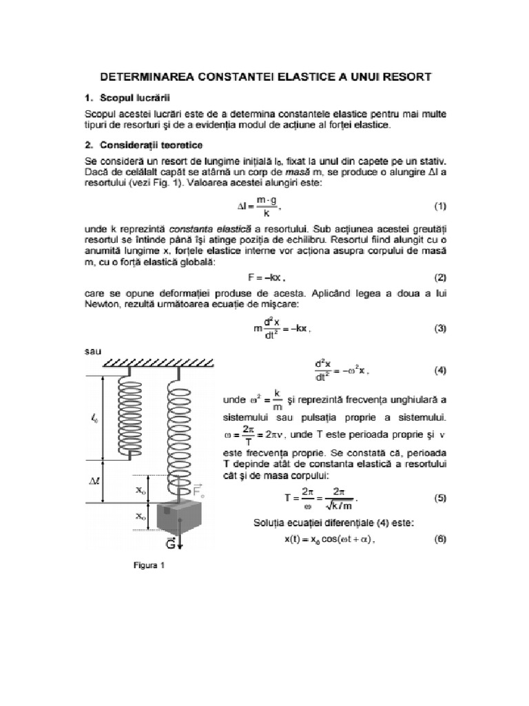 Determinarea constantei elastice a unui resort | PDF