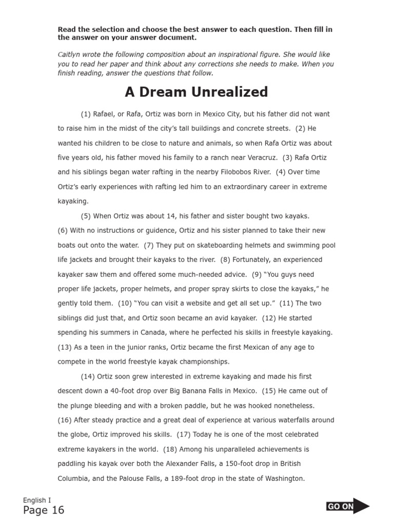 STAAR English I Admin April 2018 Released | PDF