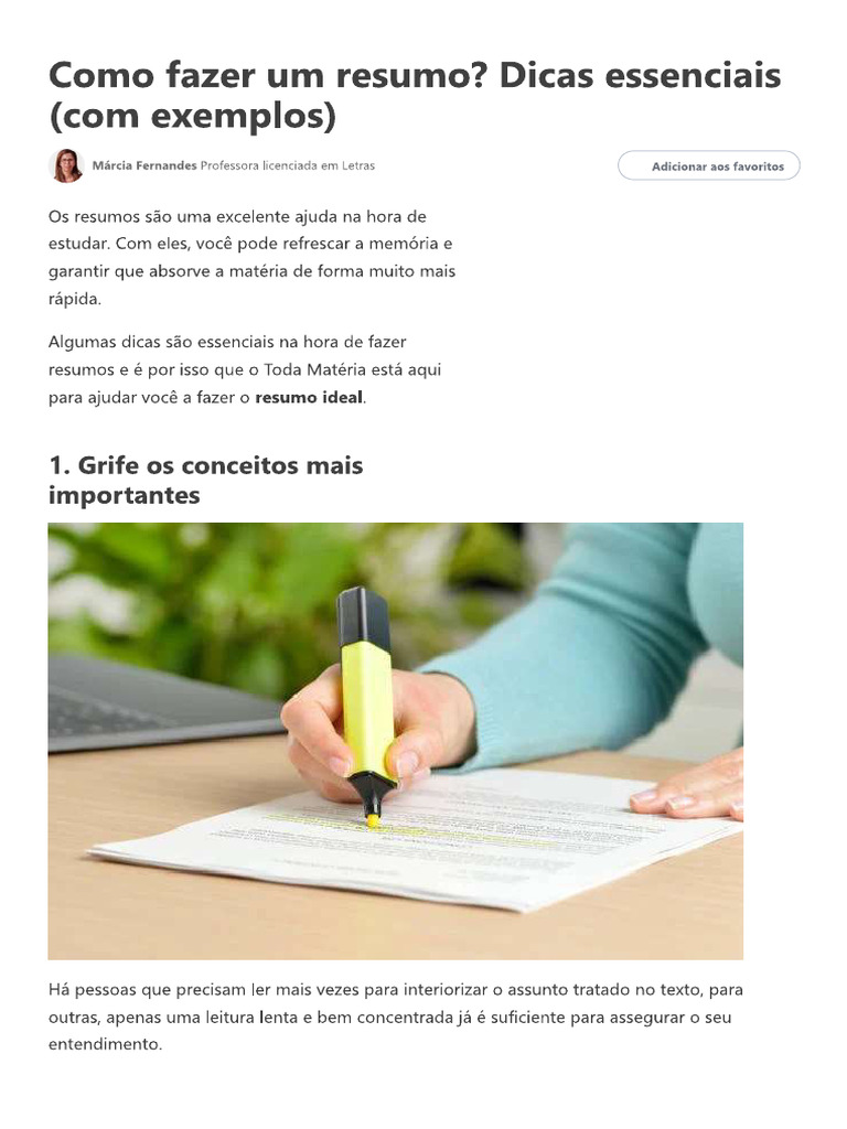 Como Fazer Um Resumo Dicas Essenciais Com Exemplos | PDF