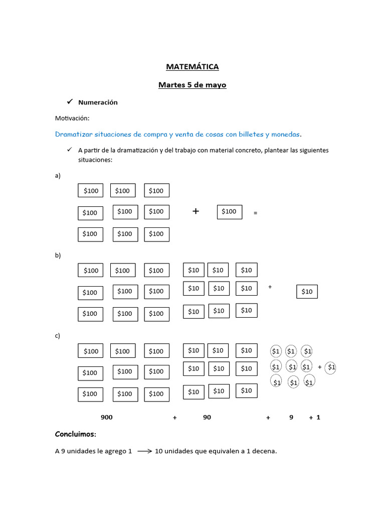 Martes 05 de Mayo Matemática | PDF