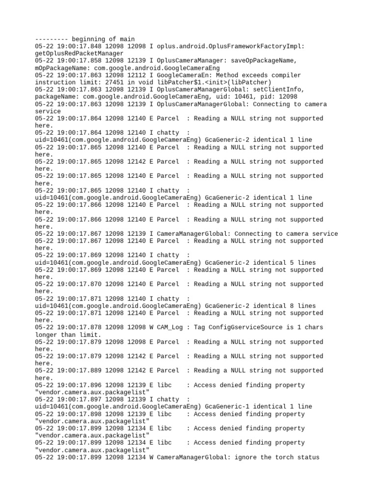 Camera Service Log Analysis | PDF | Software | Computing