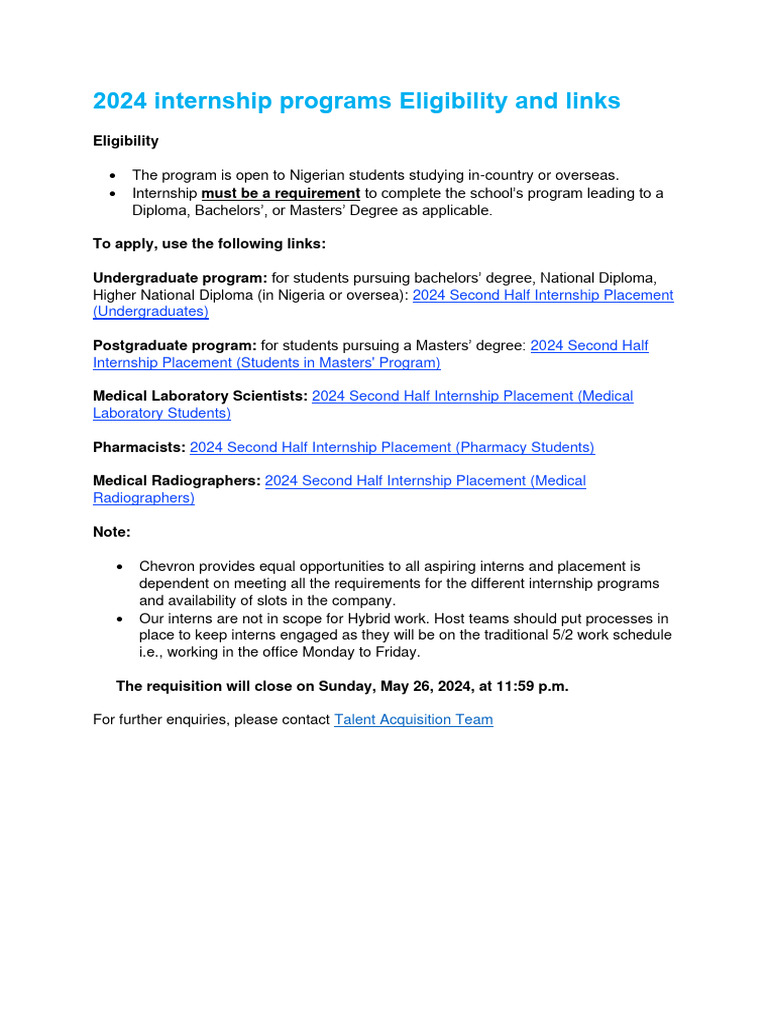 2024 Internship Programs for Nigerian Students | PDF