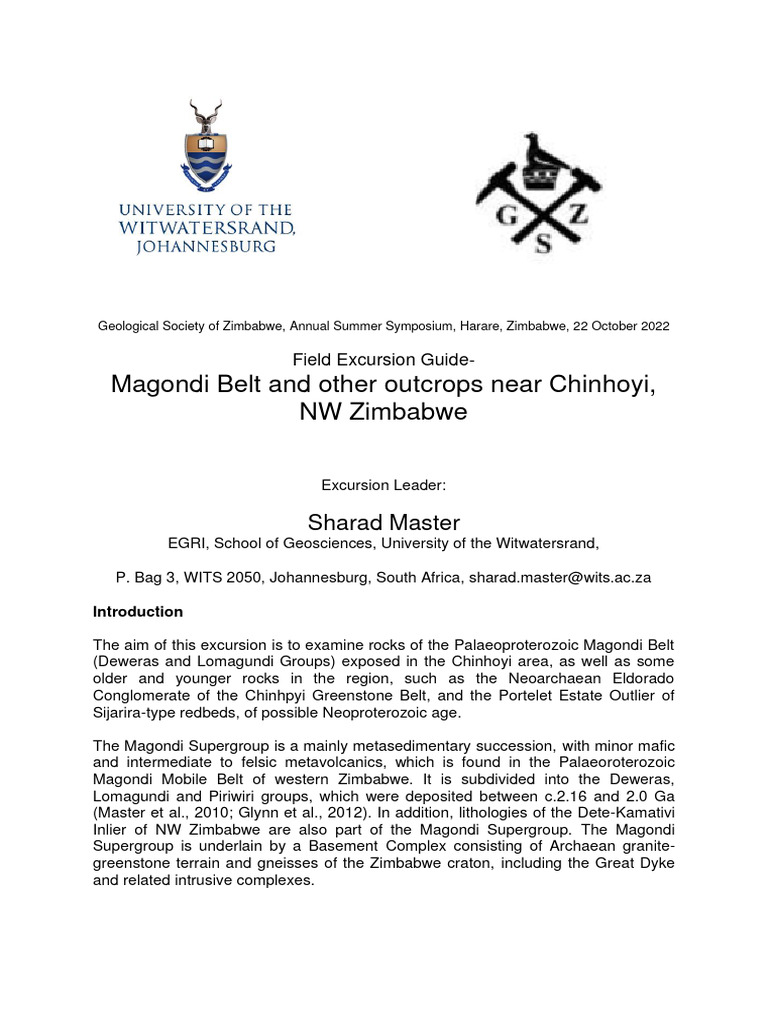 GSZ 2022 Excursion To Magondi Belt, Chinhoyi Area | PDF | Earth ...