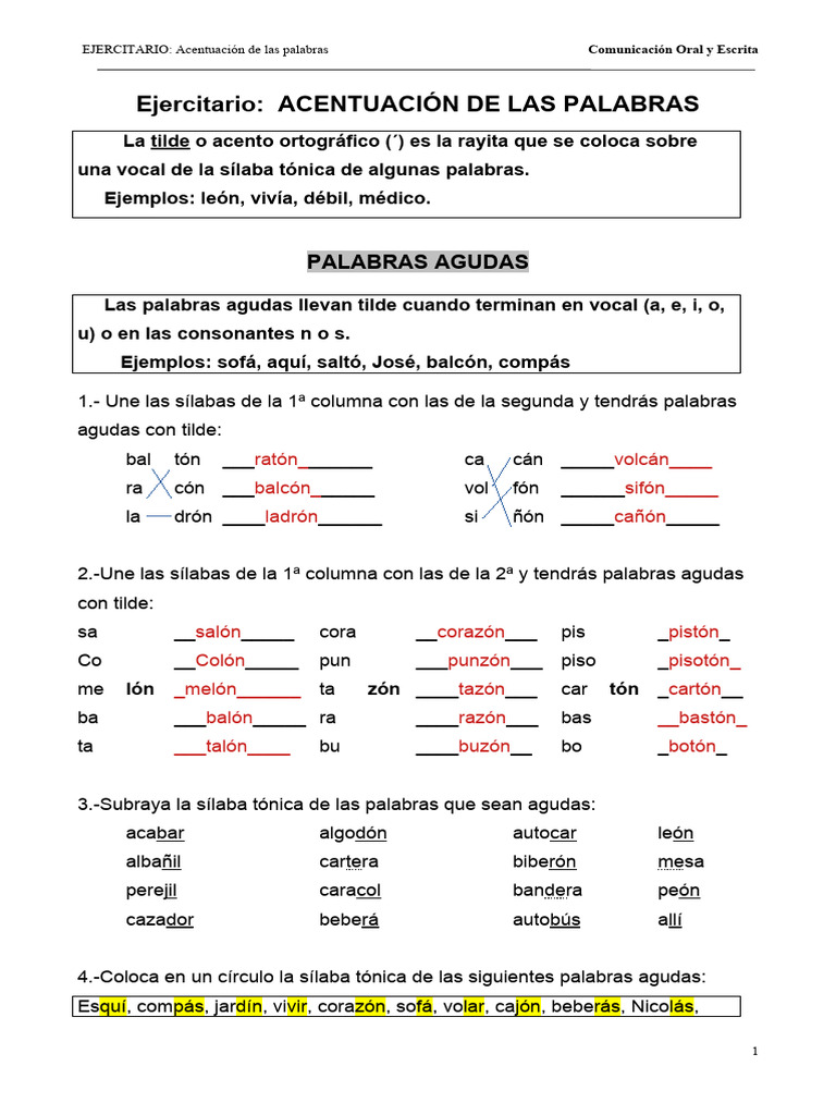 1.4.1 Ejercitario para Practicar Acentuación - Julio Vergara ...