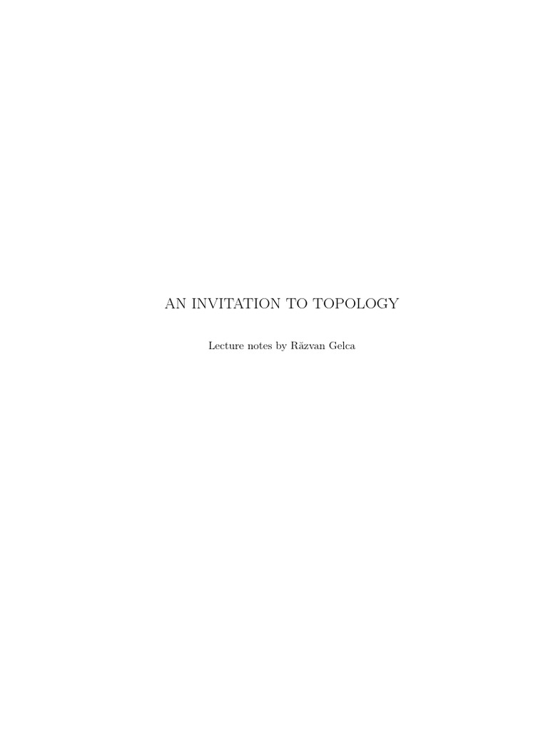 Razvan Gelca - An Invitation To Topology (Lecture Notes) (2017) | PDF ...