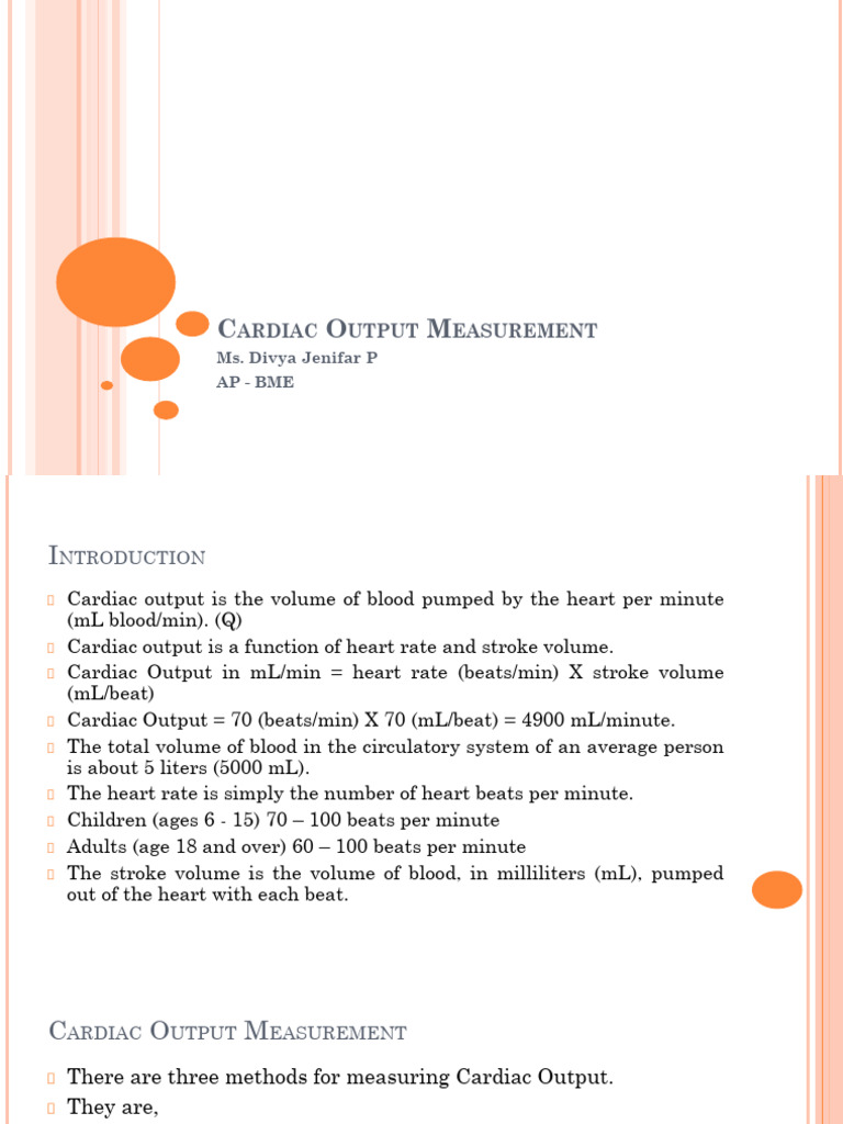 Cardiac Output Mesaurement | PDF | Heart
