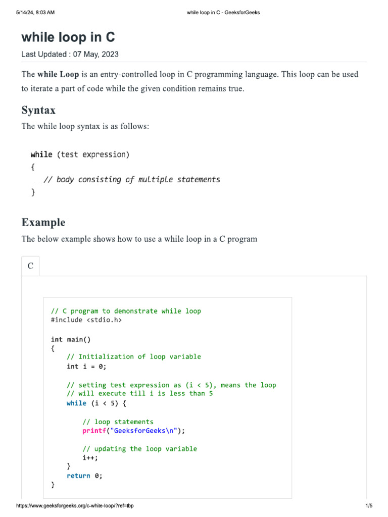 While Loop | PDF