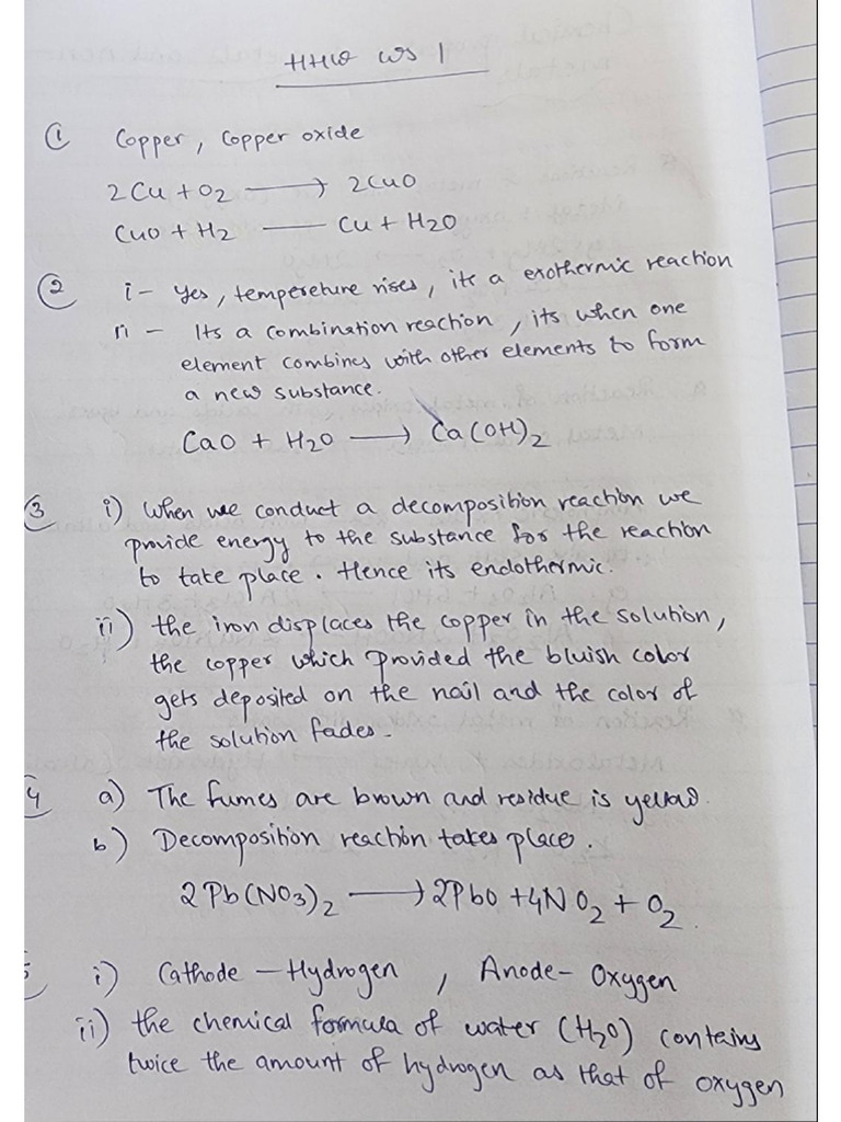 Chemistry Worksheet HHW 1 | PDF
