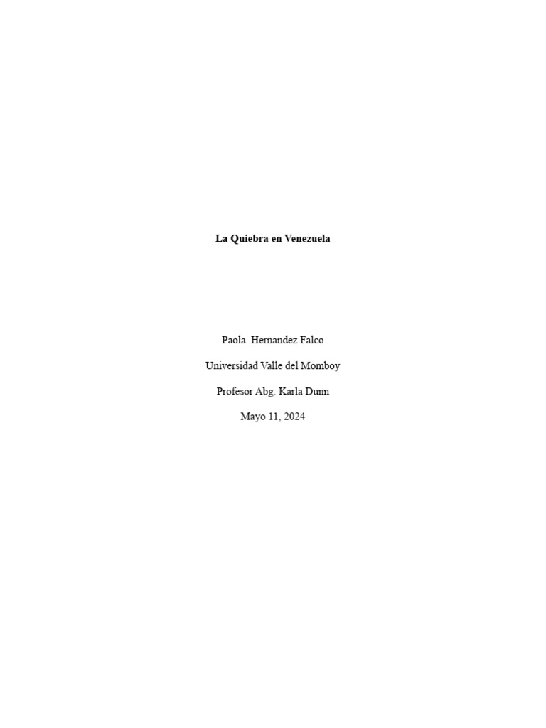 La Quiebra en Venezuela | PDF | Bancarrota | Pagos