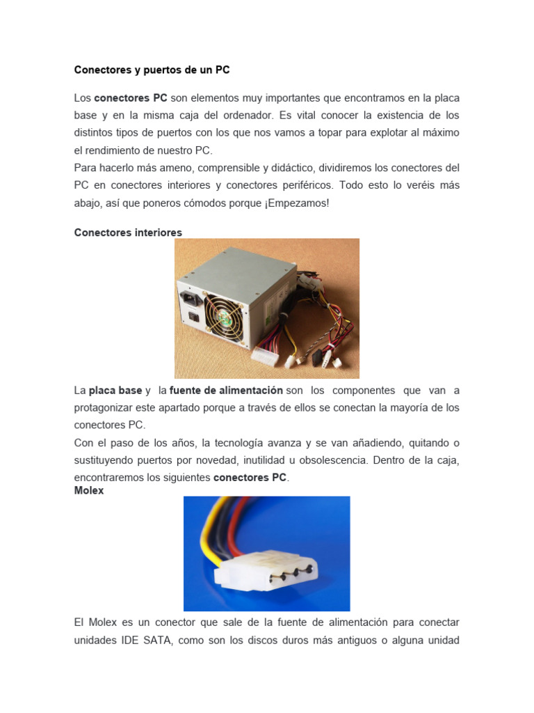 Conectores y puertos de un PC | PDF | USB | Hdmi