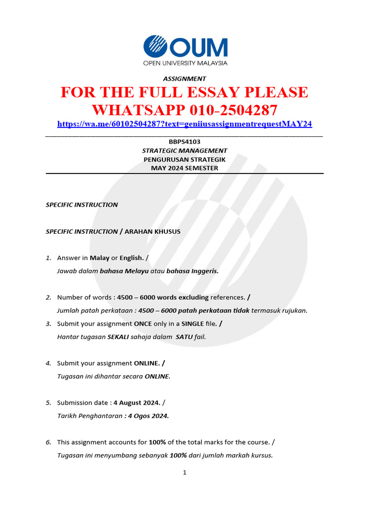 Bbps4103-Strategic Management | PDF | Strategic Management