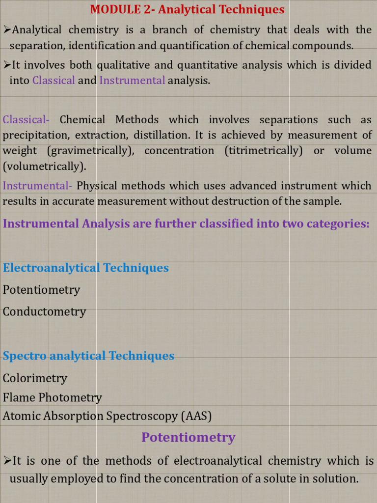MODULE 2-Analytical Techniques | PDF | Ph | Chemistry