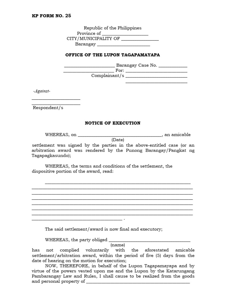 KP Form 25 | Download Free PDF | Government | Civil Law (Common Law)