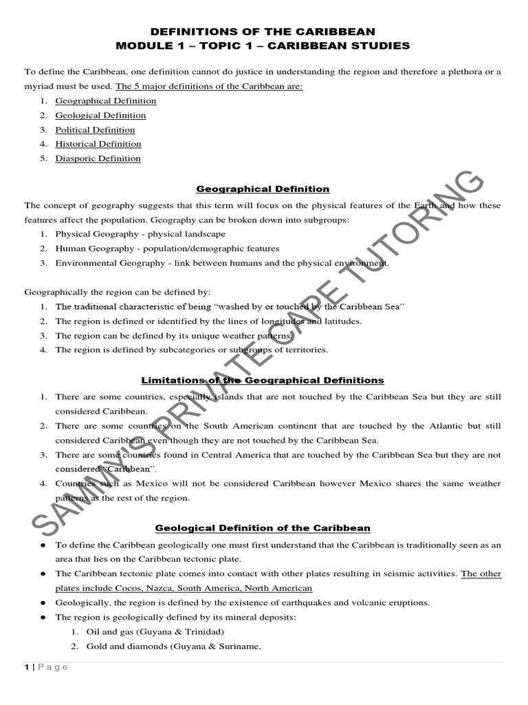 Definition of The Caribbean - Lessons | PDF | Caribbean | Geography