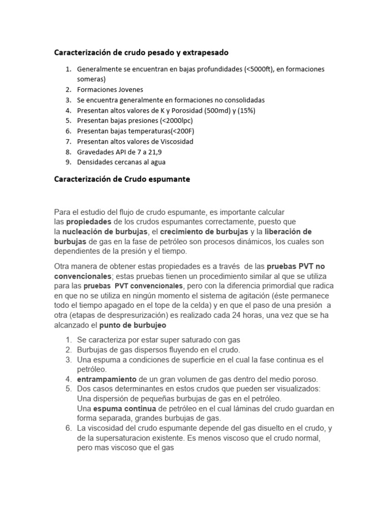Caracterización de crudo pesado y extrapesado y espumante | PDF | Gases ...