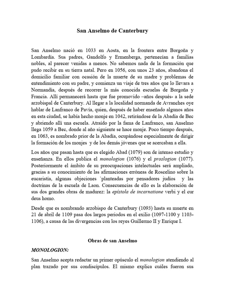 San Anselmo de Canterbur1 | PDF | Existencia | Realidad