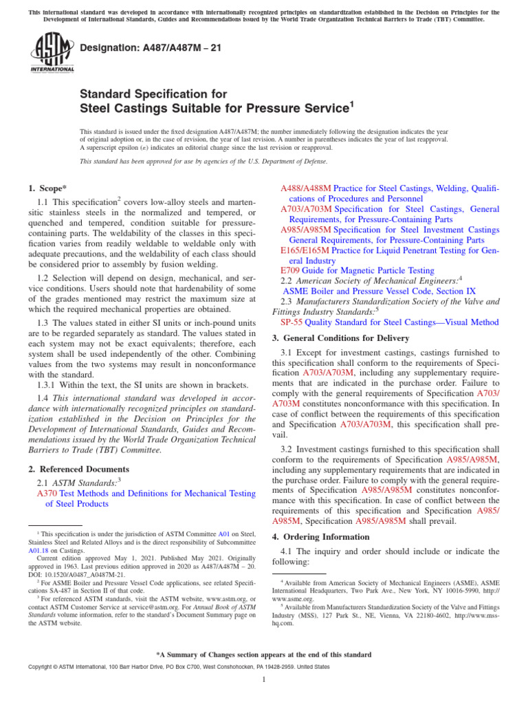 ASTM A487_2021 | PDF | Heat Treating | Welding