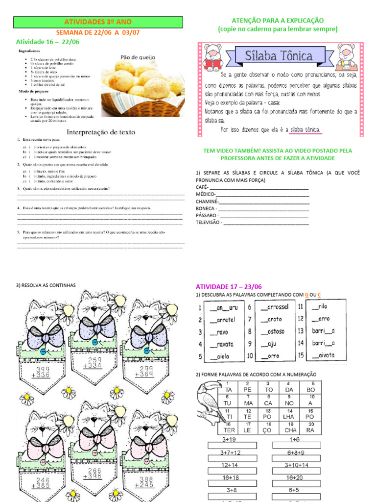 3o Ano A e B - Fernanda e Scarante 06 A 17 de Julho | PDF | Linguística