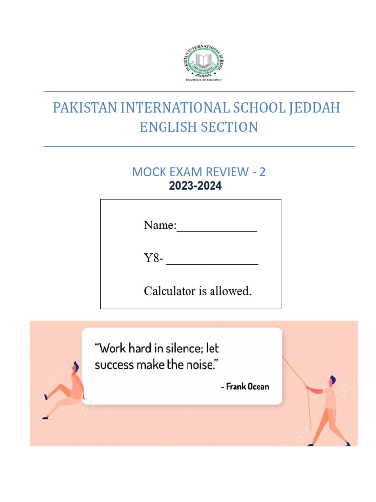 Mock Exam Review for Year 8 Mathematics | PDF | Area | Elementary Geometry