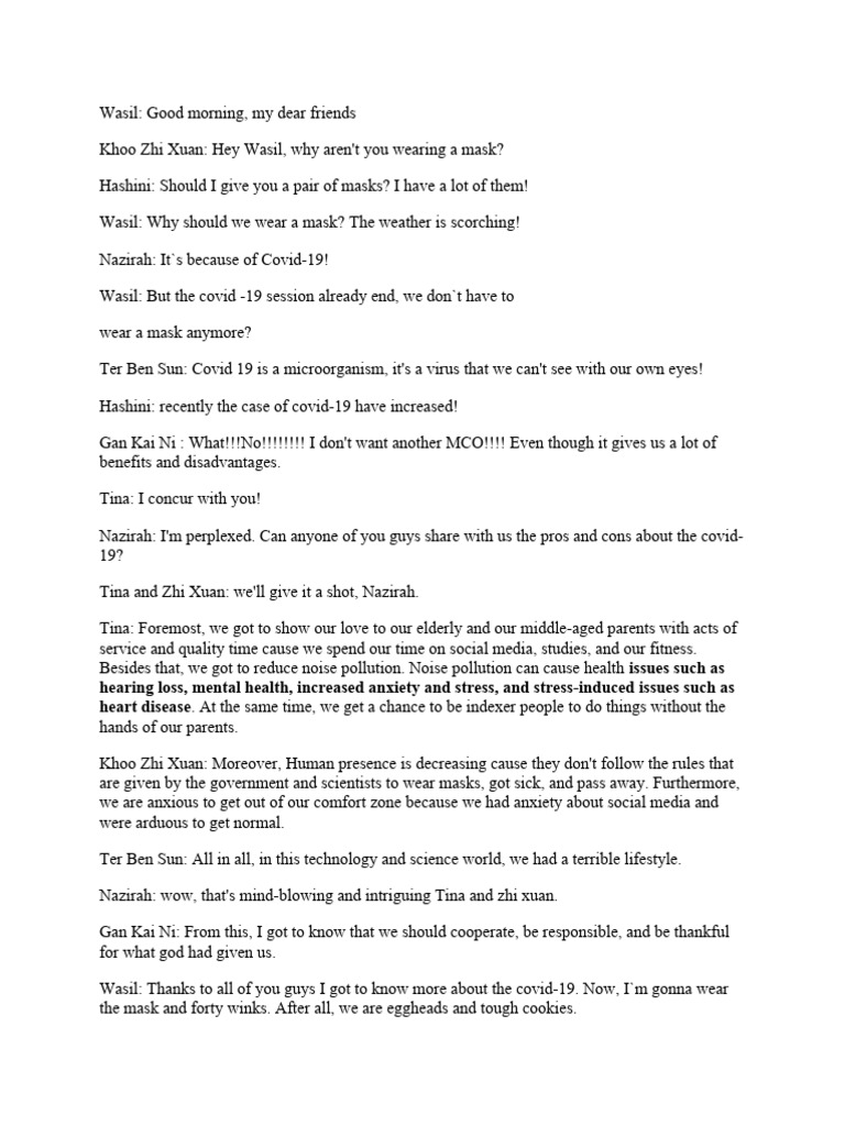 COVID-19 Discussion Among Friends | PDF | Social Science | Self-Improvement