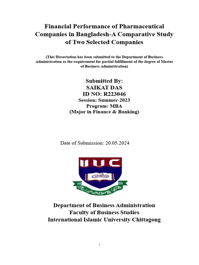 Saikat Das-Mba-Thesis | PDF | Revenue | Equity (Finance)