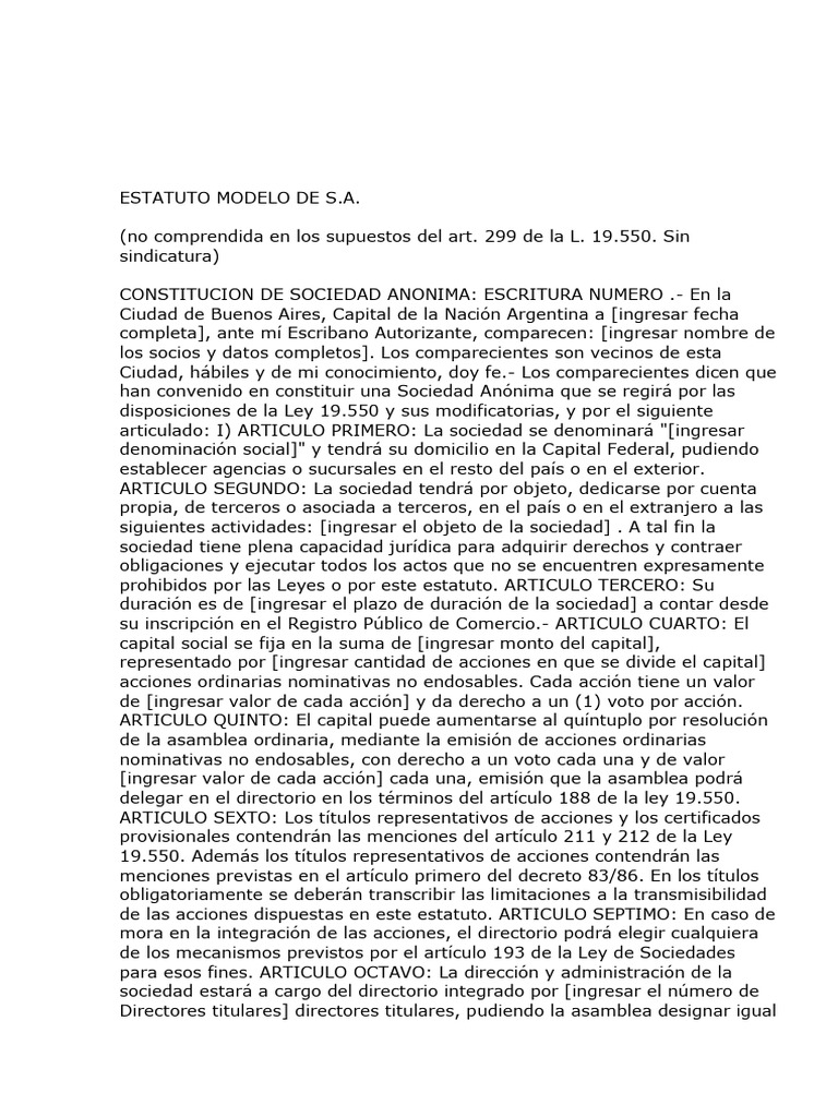 Estatuto Modelo de S | PDF | Finanzas y dinero | Política