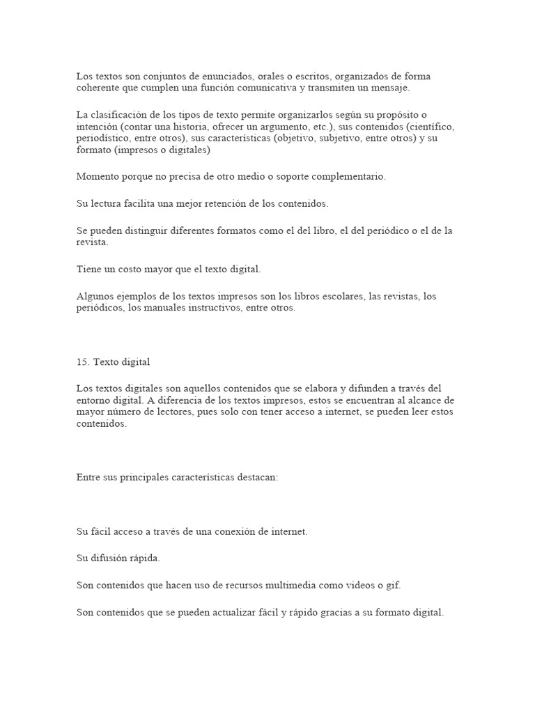 Tipos de Textos: Impresos vs Digitales | PDF