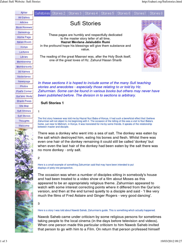 Zahuri Sufi Website - Sufi Stories | PDF | Sufism | Rumi