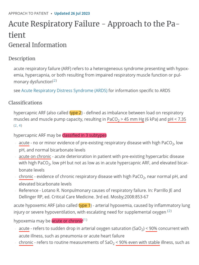 Acute Respiratory Failure - Approach To The Patient - DynaMed | PDF ...