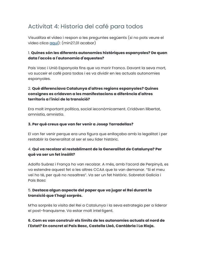 Activitat 4 Historia Del Café para Todos | PDF