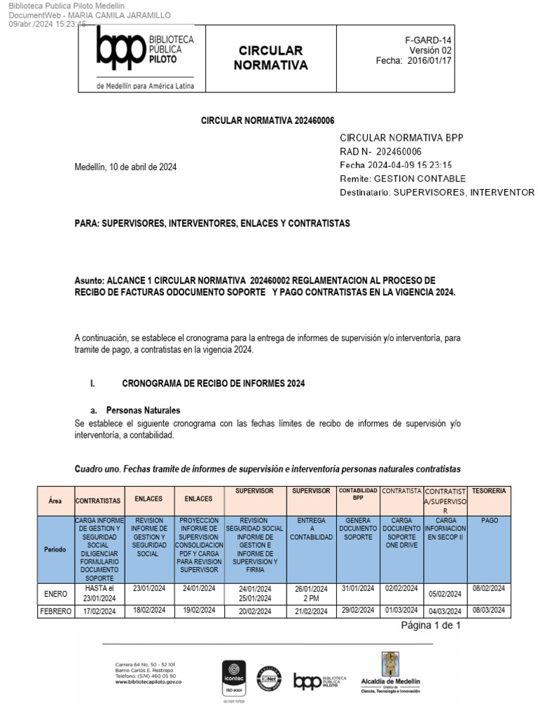 Alcance 1 Circular Normativa 2024 | PDF | Bancos