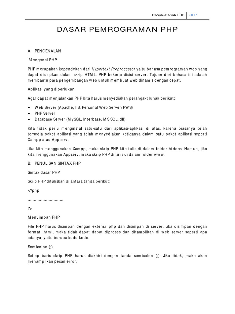 Dasar Pemrograman PHP | PDF