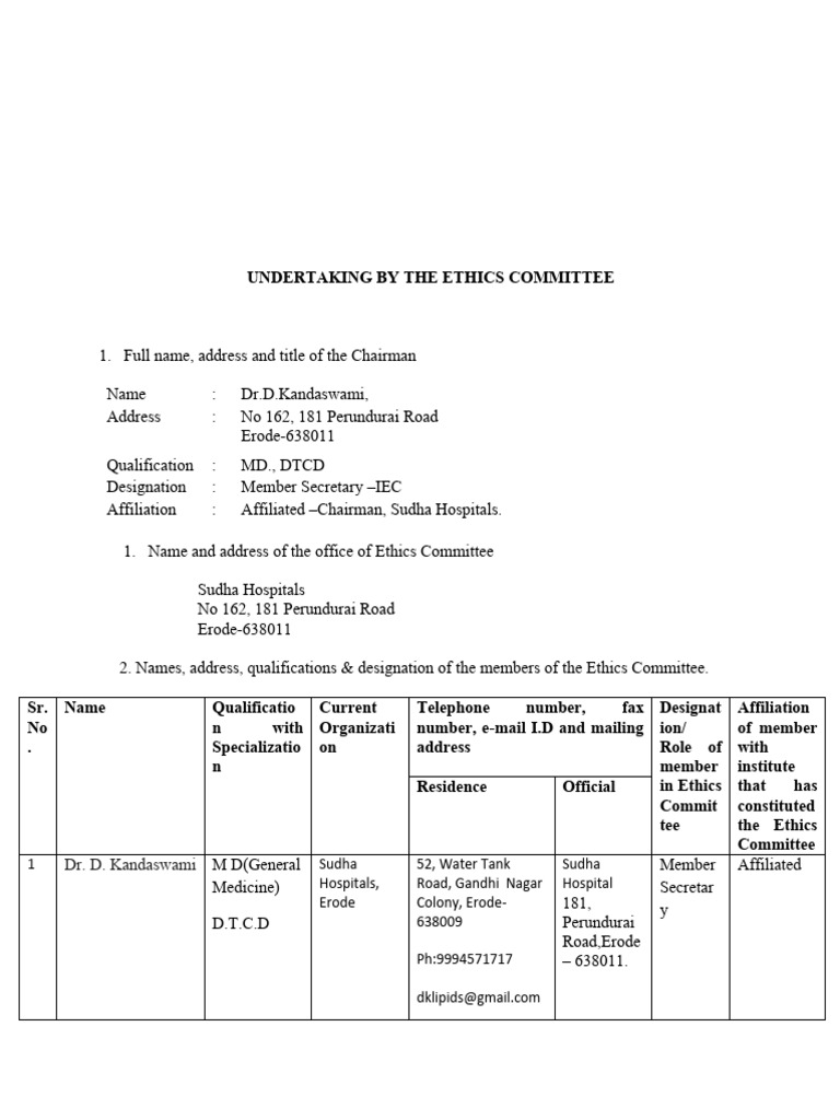 Ethics Committee Details & Duties | PDF | Clinical Trial | Health Care